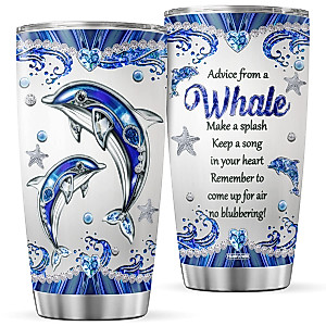 9SUNFLOWER Whale Coffee Tumbler Jewelry Style Cute Birthday Gifts For Girls Women Friends Animal Lovers Large Travel Mug With Lid Insulated Cups Inspirational Quotes Steel Mugs