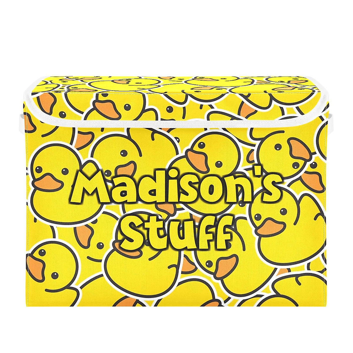 Sinestour Rubber Duck Custom Storage Bins with Lid Foldable Personalized Storage Basket Box with Handle Shelf Basket Closet Organizer for Bedroom Office Toy