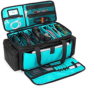 LoDrid Cable File Gig Bag with Detachable Padded Bottom & Dividers, DJ Wire Bag for 14” Laptop, Sound Equipment, DJ Gear, Musician Accessories, Black, Bag Only
