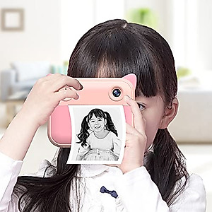 CalmGeek Cute Kids Instant Print Camera 1080P Digital Video Camera Dual Camera Lens 12MP 2.4 Inch LCD Screen Built-in Battery Birthday Festival for Boys Girls