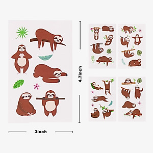 24 Sheets Sloth Temporary Tattoos, Birthday Decorations Sloth Party Favors