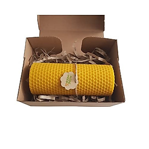 Hope&Need Beeswax Pillar Candles- Big Size 1 Piece(5.5 inches x 2.3 inches) 0 Pure Bees Wax Candles for Home Decoration, Healthy and Natural Honeycomb, Hand-Rolled Beeswax Candle, No Chemicals