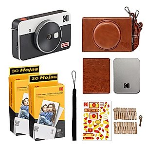 KODAK Mini Shot 2 Retro 4PASS 2-in-1 Instant Digital Camera and Photo Printer (2.1x3.4 inches) + 68 Sheets Gift Bundle, White