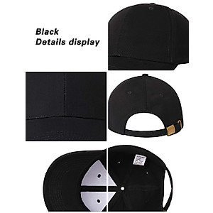 AOSMI 3 Packs Unisex Plain Cotton Strapback Baseball Hats Adjustable No-Logo Blank Clean Ball Caps for Men Women Outdoor Workout Black Grey Khaki