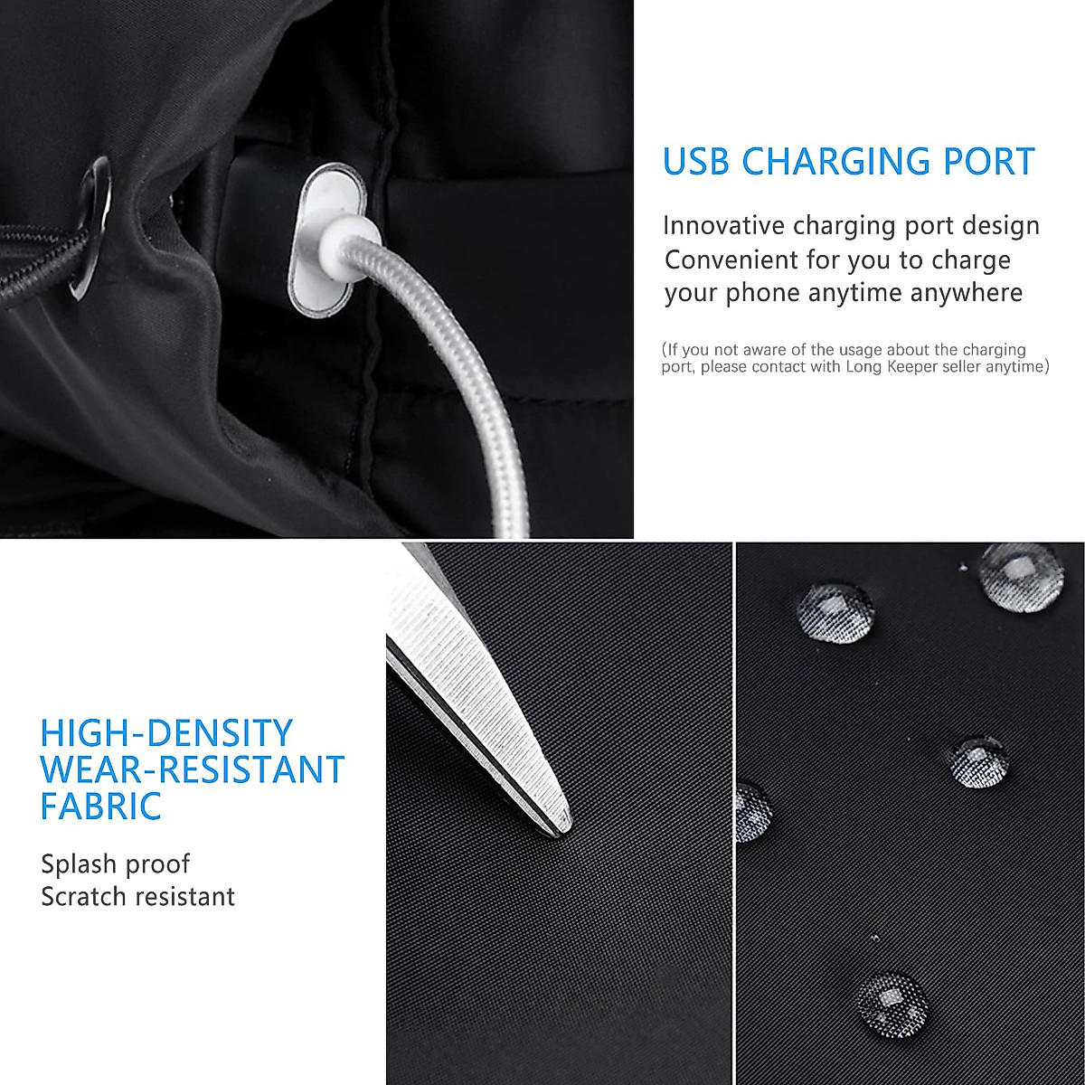 Long Keeper Small Crossbody Sling Shoulder Bag Men Women Waterproof Chest Bag Daypack Cycling Walking with USB Charging (Grey)