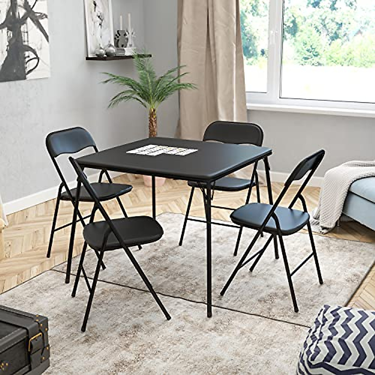 Flash Furniture Madison 5 Piece Black Folding Card Table and Chair Set