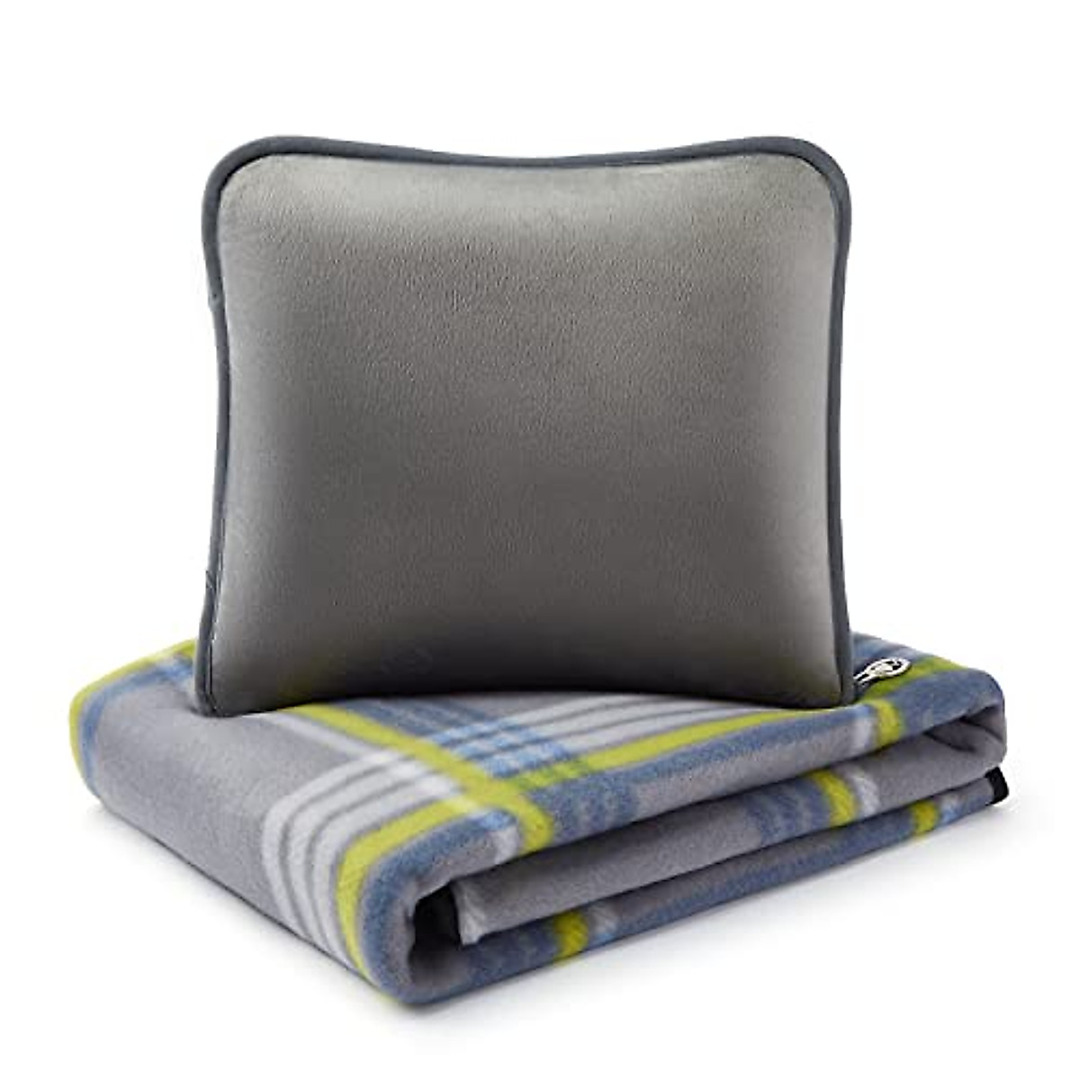 forestfish Portable Travel Blanket Airplane Compact with Bag, Fleece Throw Blanket Cozy Soft for Camping Train 60" x 40", Plaid