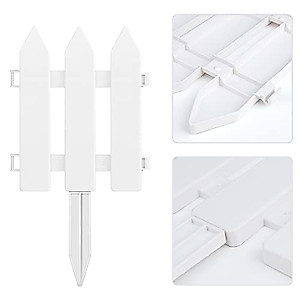 ELECLAND 22 Pieces Garden Fence with 22 Pieces Fence Insert White Plastic Fence Garden Picket Fence Edgings Lawn Flowerbeds Plant Borders Decorative Garden Yard