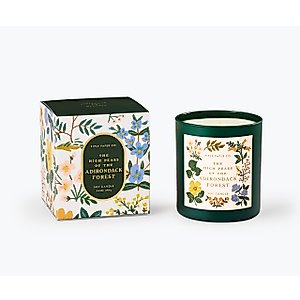 RIFLE PAPER CO. Candle | Festive Occasions and Gatherings with Decorative Box and Festive Labels On Soy Candle Base and 40+ Hour Burn Time, High Peaks of The Adirondack Forest