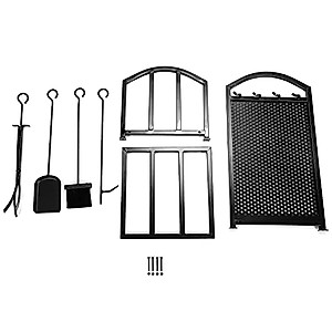 HECASA Firewood Rack with 4 Fireplace Tools Set Indoor Outdoor Wood Holder Heavy Duty Large Log Bin Holder Storage Tool Set Accessories