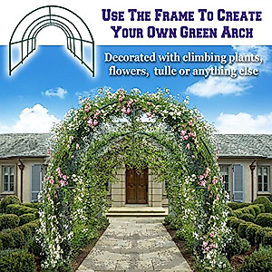 Benefit-USA Multi-Size Large Garden Support Arch Frame Climbing Plant Arch Arbor for Flowers/Fruits/Vegetables (19.7'X9.8'X7'), Green