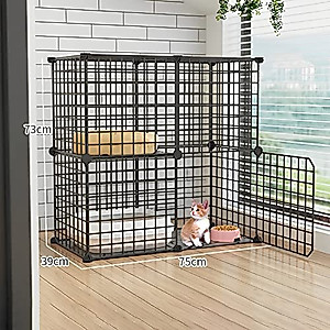 Cat Cage Indoor Enclosure Metal Wire DIY Pet Playpen Catio Cat Enclosures Small Animal House Villa Large Exercise Place for Kitten Guinea Pig and Chinchilla Ideal for 1-3 Cats (Color : C, Size : 75*
