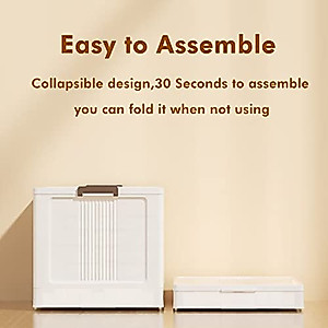 OEMVALATY 4-tier storage bins with lids,large plastic storage bins with lids and doors 60 Qt(16 Gal) per tier,closet organizers and storage,Stackable storage box,Folding Storage Box with Wheels