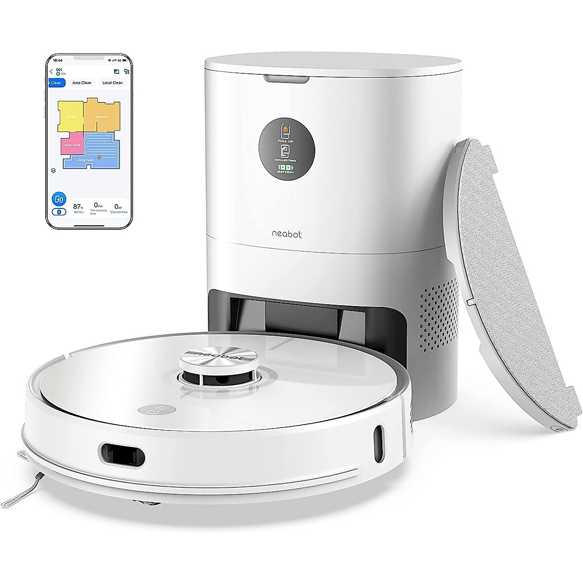 N2 Robot Vacuum with Self-Emptying, Wi-Fi Connected, Compatible with Alexa, Lidar Navigation, Sweep, Mop & Vacuum 3 in 1 Robot Vacuum Cleaner, Carpet & Hard Floor, Ideal for Pet Hair, Carpets White3