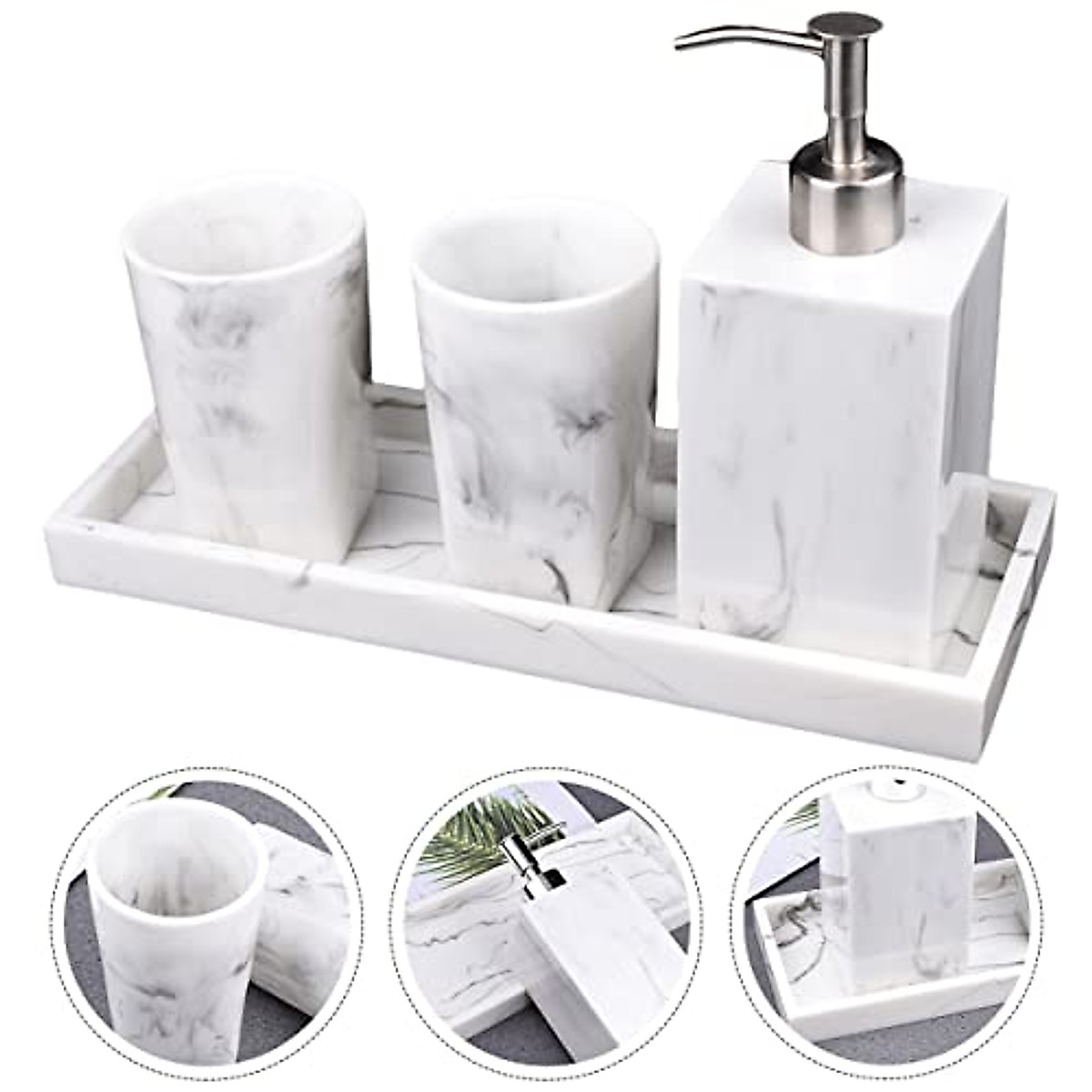Cabilock 1 Set Bathroom Four Piece Set Dresser Tray White Ceramic Countertop Soap Dispenser Tray Soap Dispenser Organizer Sink Soap Dispenser Holder Soap Liquid Dispenser Nordic Toiletries
