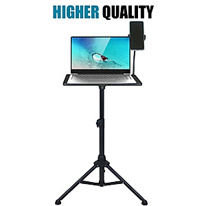 GLEAM Projector Stand Stronger Support Large Tray with Phone Clip 15.5in(L) x 11.5in(W) Height from 24in to 40in for Laptop, Projector, DJ