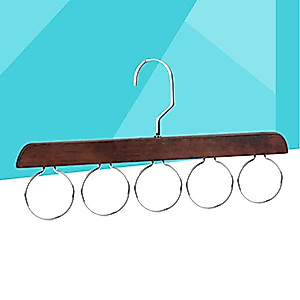 Zerodeko 3pcs Multifunctional Wooden Scarf Closet Organizer Hanger Ties Belts Shawls Holder Rack with 5 Loops (Retro Color)