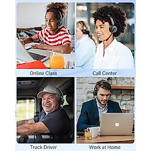 MONODEAL Bluetooth Headset V5.2, Wireless Headset with Microphone AI Noise Cancelling & Mute Button, Single/Dual Ear Wireless Headphones, Computer Headset with Microphone for Work Home Office