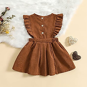 MERSARIPHY Toddler Baby Girl Dress Baby Girl Suspender Dress Straps Skirt Overall Dresses Winter Fall Clothes (Brown E, 12-18 Months)