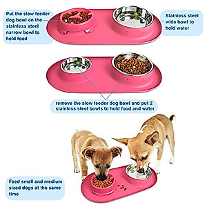 WESEN Dog/Cat Slow Feeder Bowl Insert, Slow Down Pet Eating, Soft Silicone Slow Feeding for Small Medium Size, Perfect with Stainless Steel Plastic Glass Ceramic Dog Bowls