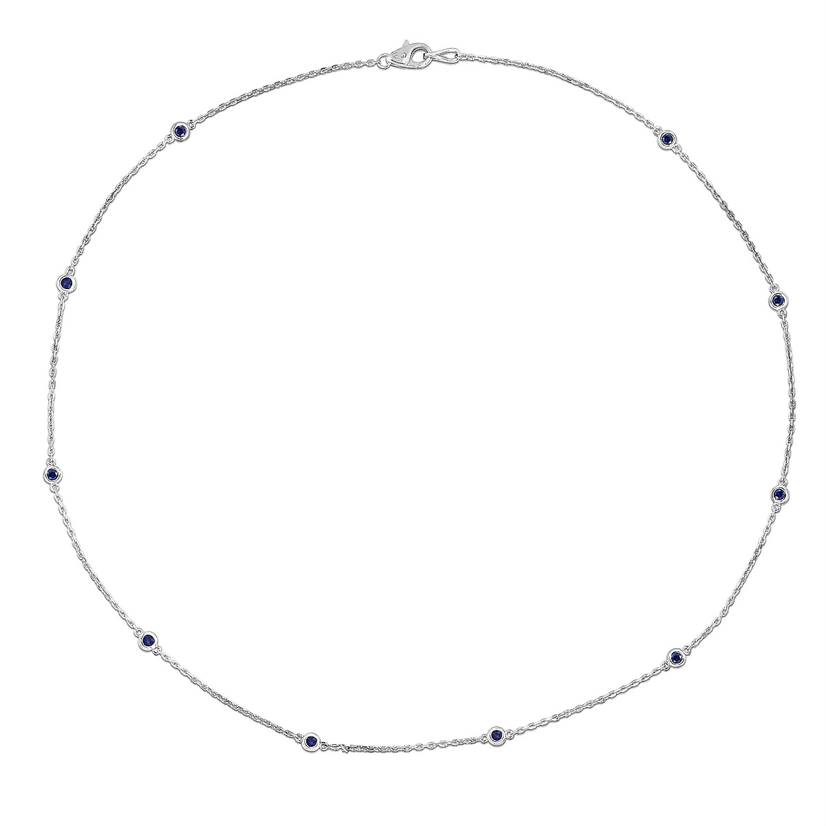 Noray Designs 14K White Gold 1 Ct Blue Sapphire 10 Station Necklace, 18 Inches