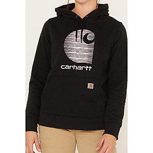Carhartt Women's Rain Defender Relaxed Fit Midweight C Logo Graphic Sweatshirt, Black, Small