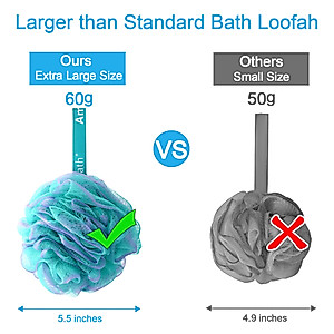 AmazerBath Loofah Sponge 60g/Piece, Exfoliating Bath Sponge Body Scrubber - Loofa Set of 4 Flower Color (Green-Purple)