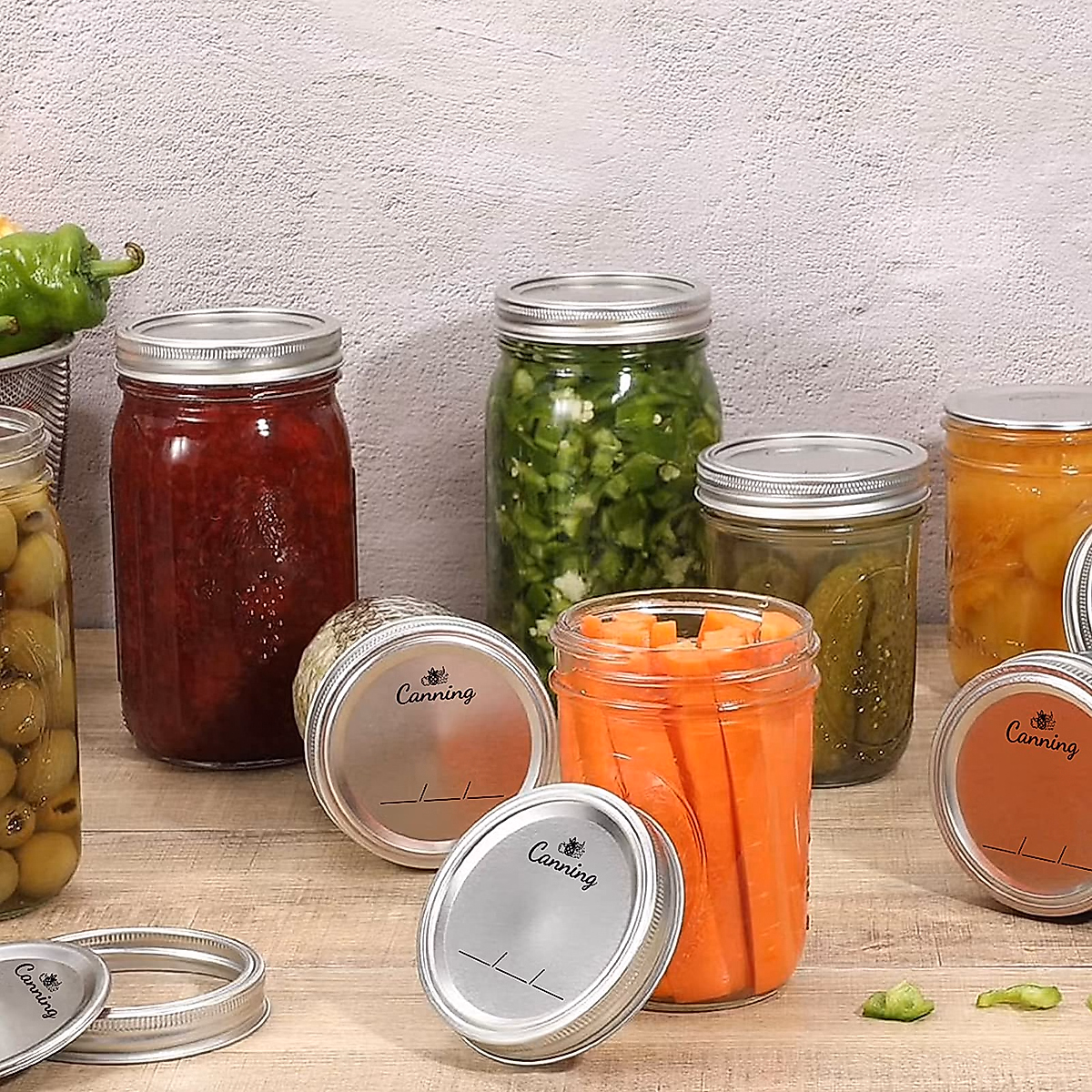 200pcs Regular Mouth Canning Lids, 70mm Mason Jar Lids for Canning, Reusable Leak Proof Split-type Gold Lids, Food Grade Material (70mm, Silver)