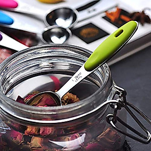 Fsdifly-Stainless Steel Measuring Spoons 5 Piece Stackable Set - Measuring Set for Cooking and Bakin (A)