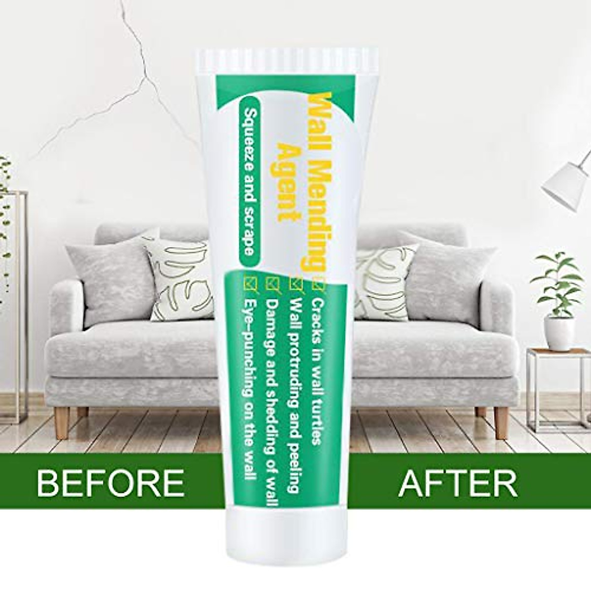 Wall Repair Cream with Scraper - Wall Surface Crack Sealers Filler Universal White Wall Mending Agent - Mildew and Waterproof Restorer - DIY Remove Wall Graffiti Repair Tool - Household Tool (2)