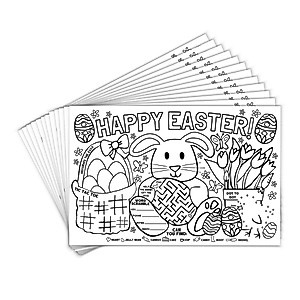 Tiny Expressions – Easter Placemats for Kids (Pack of 12 Easter Placemats) | Bunny Coloring Activity Place Mats for Kids Table | Disposable Bulk Bundle Set (12 Paper Placemats)…