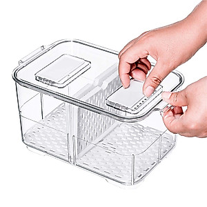 SANNO Vegetable Fruit Containers Fridge Food Storage Produce Saver Container Refrigerator Egg Holder Tray Stackable Covered Egg Tray Holder