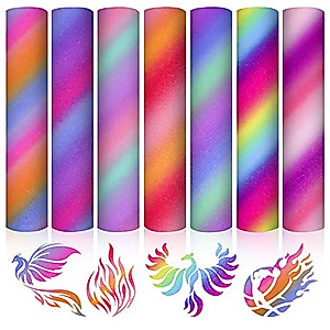 TransWonder Rainbow Permanent Vinyl for Cricut Machine Pattern Adhesive Vinyl – 7 Sheets Assorted Colors Pattern Permanent Vinyl for DIY Decals Gifts for Easter