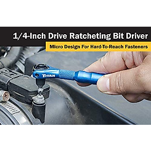 Titan 11317 1/4-Inch Drive Swivel Head Micro Bit Driver , Blue