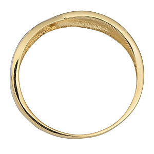 Kooljewelry 14k Two-tone Gold Diamond-cut and High Polish Highway Ring (size 7)