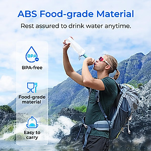 Waterdrop Water Filter Straw, Water Purifier Survival for Camping, Travel, Backpacking and Emergency Preparedness, Water Filtration System Survival, 2 Pack, Light Blue