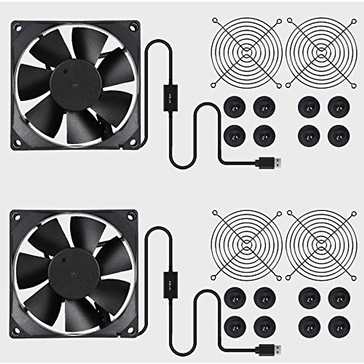 upHere USB Computer Fan Black,Dual 80mm Fan,3 Adjustable Speeds Silent Fan for Computer Cases Computer Cabinet PlayStation Xbox Cooling,U804