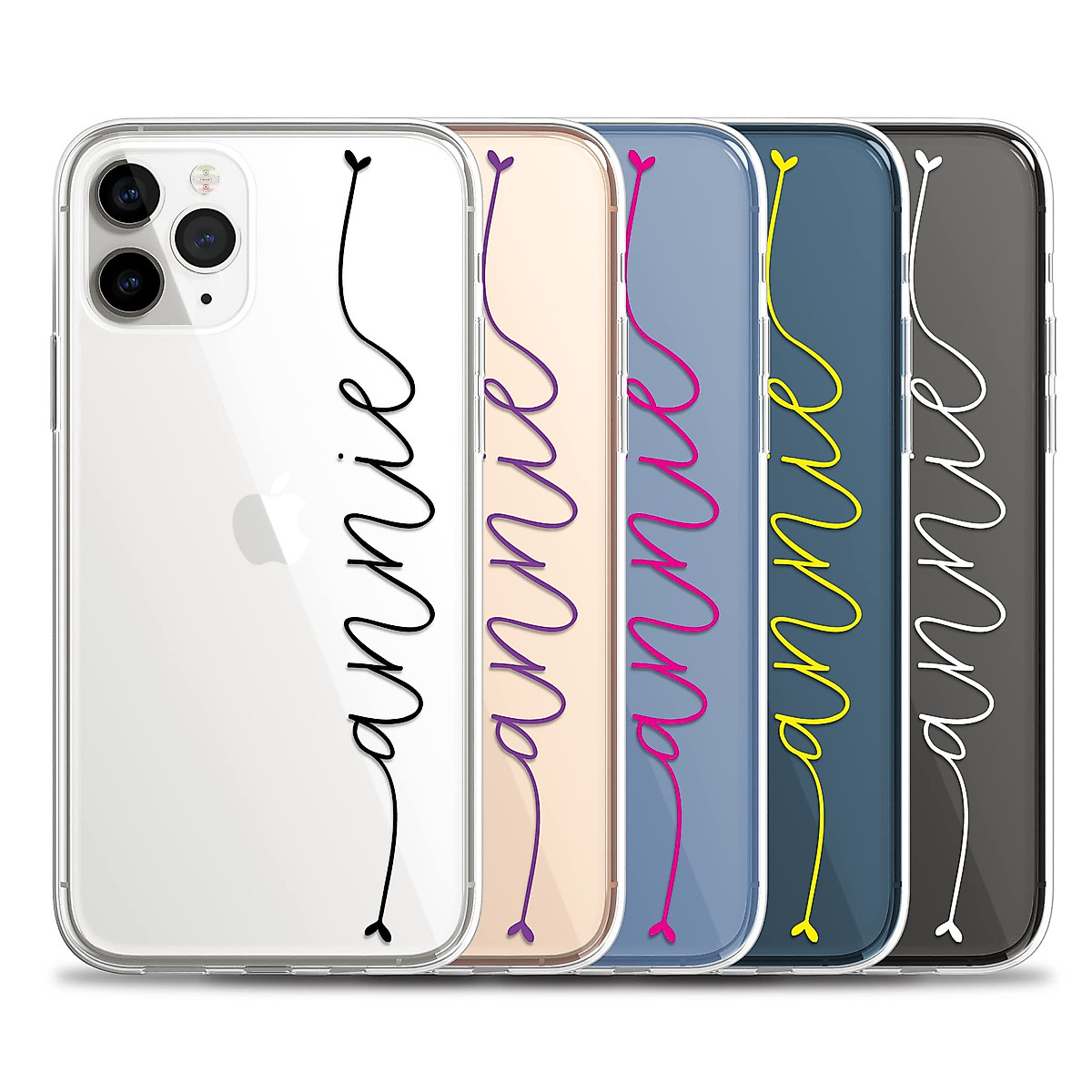 Case Charming Personalized Case for iPhone 15 Pro Max 14 13 mini 12 11 Xs Xr X 10r 10s 10 8 Plus 7 Se with Custom Name Hearts Monogram Clear Phone Cover