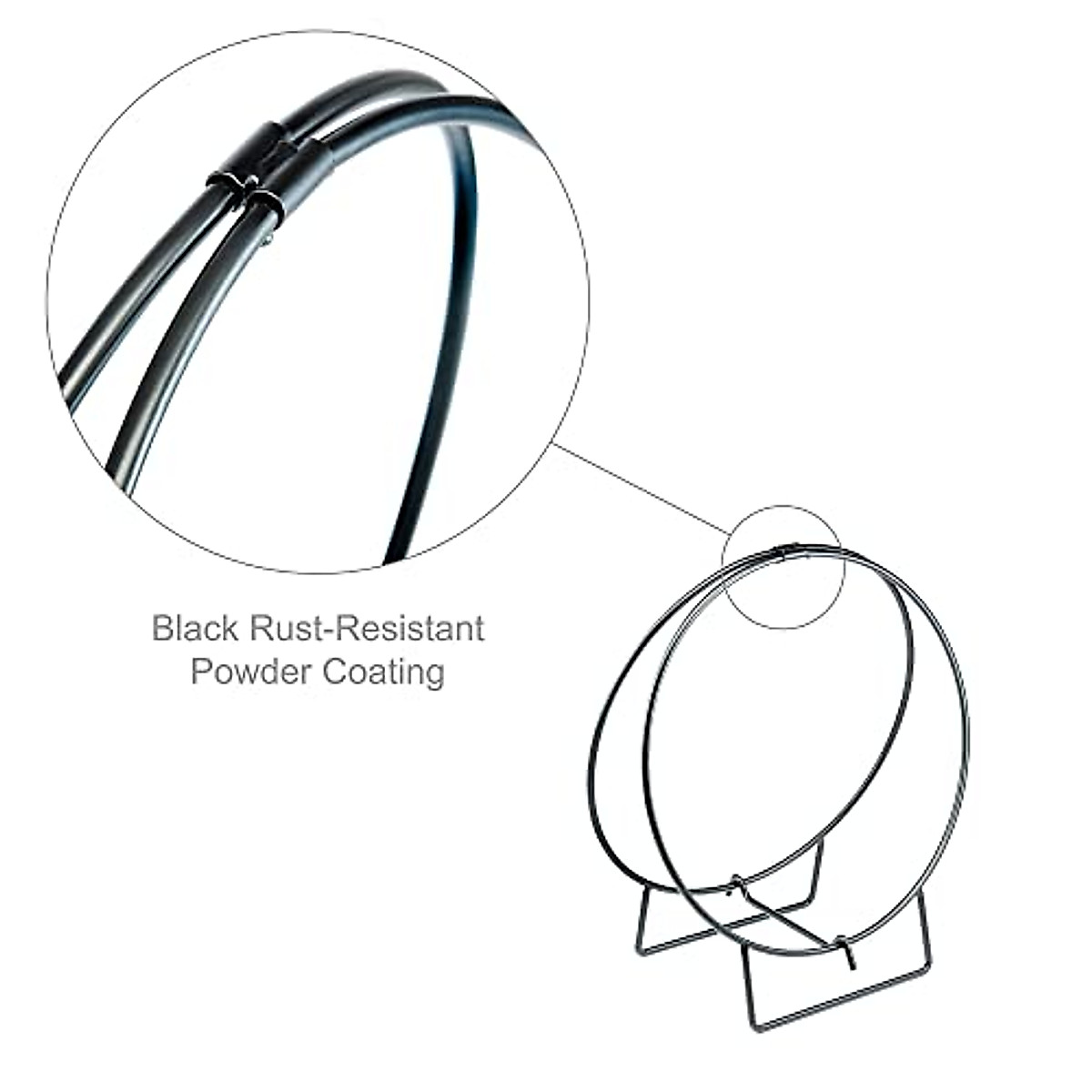 UniFlame Firewood Log Hoop Rack with 1/2" Solid Stock, Black