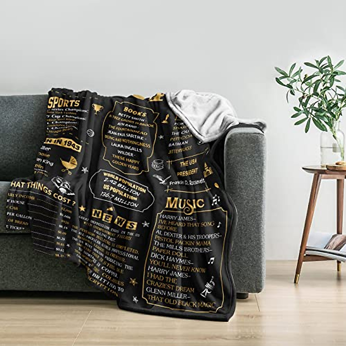 Neuturs 80th Birthday Gifts for Women Men Blanket, Happy 80th Birthday Decorations for Women Men, Best 80th Birthday Gifts for 80 Year Old Woman, 1943 80 Year Old Birthday Gifts Throw Blanket 50"x60"