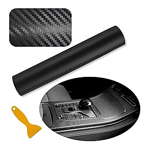 3D Stereo Black Carbon Fiber Vinyl Wrap,157.5"x11.8" Waterproof & Wrinkle Resistant Car Wrap with Scraper Tool for Cool Car Decorations,Suitable for Cars Trucks SUVs Motorcycles