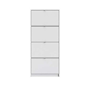 Pemberly Row Modern 4 Drawer Shoe Cabinet, 24-Pair Shoe Rack Storage Organizer in White