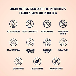 La Almona - Pure Castile Liquid Soap, UNSCENTED, 1 Gallon - Multipurpose: Hands, Face, Body, Laundry, Dishes & More - For Sensitive Skin, All-Natural Ingredients, Fragrance Free