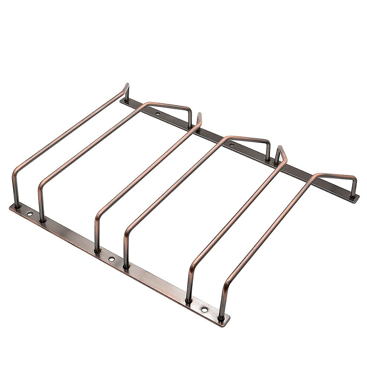 zoohot Wine Glass Rack - Under Cabinet Stemware Wine Glass Holder Glasses Storage Hanger Metal Organizer for Bar Kitchen Red Copper (3 Rows, 1 Pack)