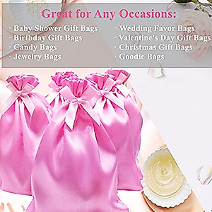 Gbateri 35 PCS 5 x 7 Inches Pink Satin Gift Bags with Drawstring Wedding Favour Bags, Party Favor Bags Silk Jewelry Pouches,Fabric Drawstring Pouch for Baby Shower Bridal Shower Birthday Christmas