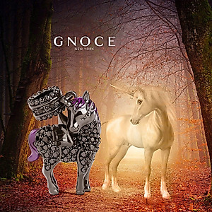 GNOCE Black Unicorn Pendant Charms 925 Sterling Silver Beads Locket fit for Bracelet/Necklace For Women Wife