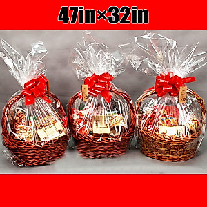 Porpor Booya Clear Basket Bags Package Bags Cellophane Wrap for Baskets and Gifts, 47 by 32 Inches (20-Pack)