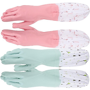 VILLCASE 2 Pairs gloves Kitchen Cleaning Supply Kitchen Accessory Dishwashing Supplies Dishwashing Glove Kitchen Glove waterproof brush large pvc