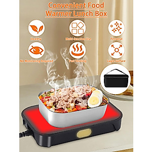 Dosevita Portable Oven Lunch Box Food Warmer 12V,24V,110V Mini Portable Oven Heated Lunch Box for Reheating and Cooking Meals for Car/Truck/Work/Travel/Home (Black)