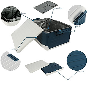 SUINARIM Collapsible Plastic Trunk Organizer for Car Storage Bins/Bags for Clothes, Durable Plastic Storage for Picnic,Shopping,Go Fishing (blue/middle)